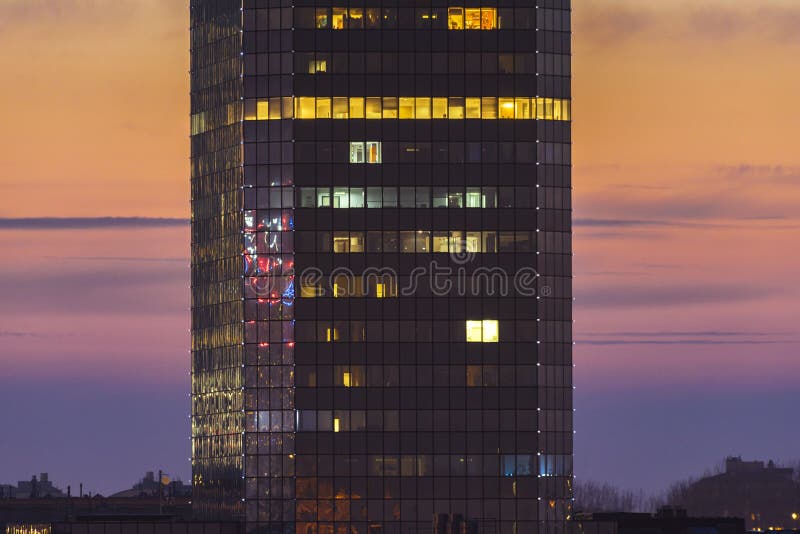 Modern Office Building during Sunset Stock Image - Image of facade ...