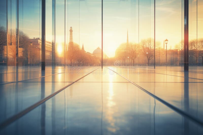 Modern Office Building at Sunset Stock Illustration - Illustration of ...