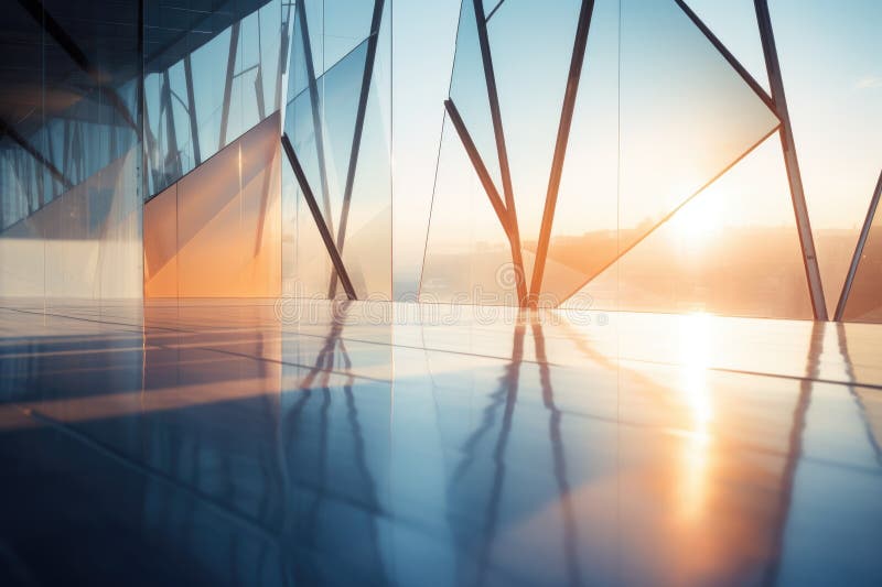 Modern Office Building at Sunset Stock Illustration - Illustration of ...