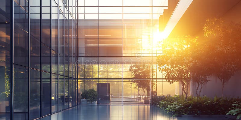 Modern Office Building Sunset Stunning Architectural Design Interior ...