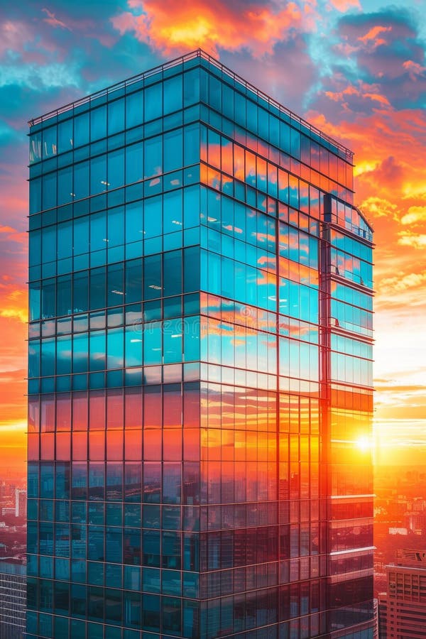 Modern Office Building at Sunset Symbolizing Business Success and ...