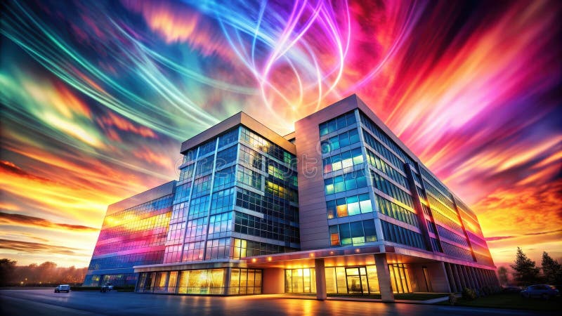 Modern Office Building at Sunset with Vibrant Sky. Generative AI Stock ...