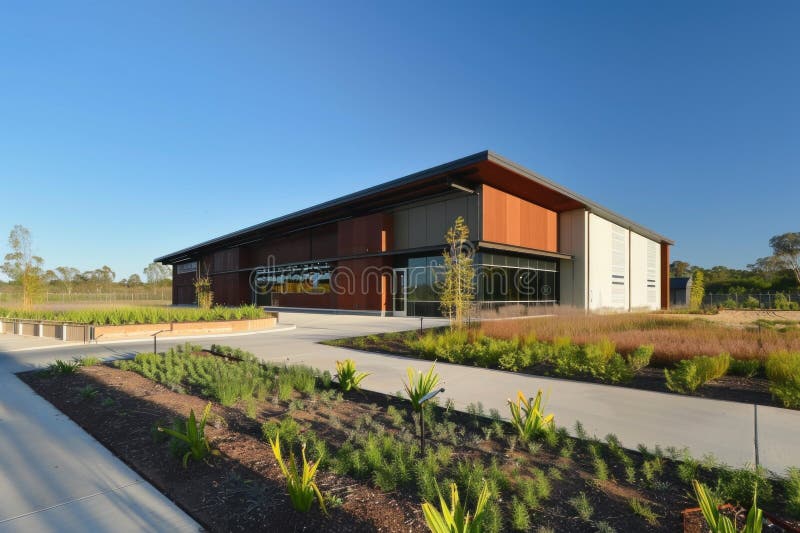 Modern Office Building with Sustainable Design Features on Sunny Day ...