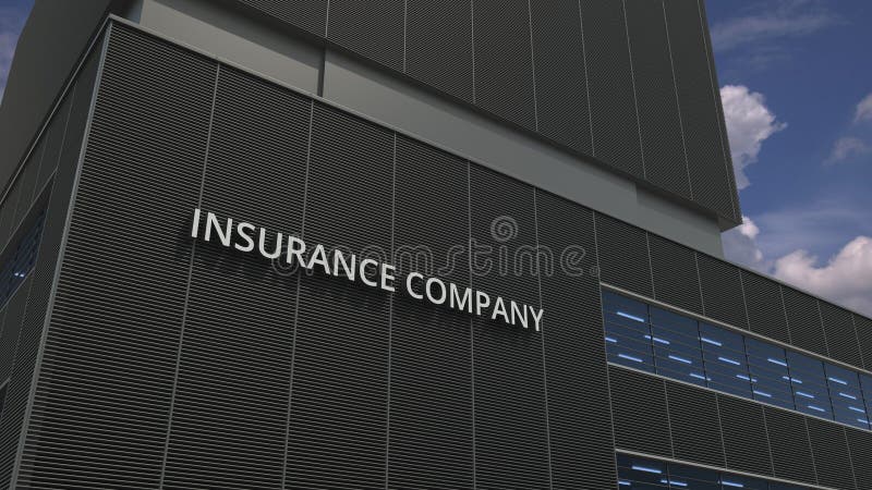 Modern Office Building with INSURANCE COMPANY Text. 3d Rendering Stock ...