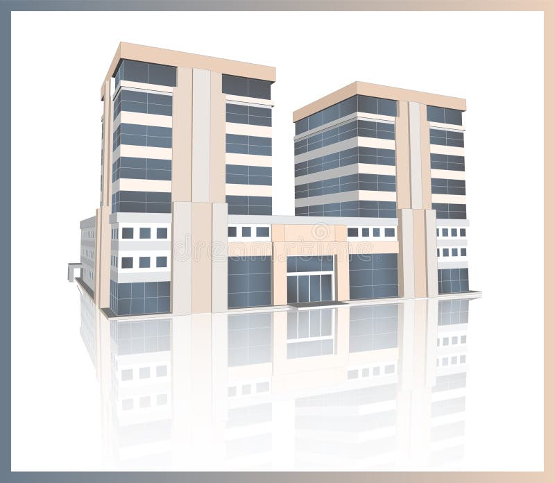 Modern Office Building on White Background Stock Illustration ...