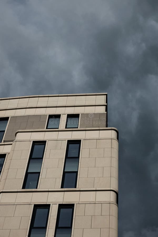 Modern Office Building with Windows Stock Photo - Image of angle, cloud ...