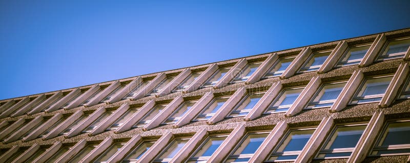 Modern Office Building Windows with Vertical Lines and Reflection Stock ...