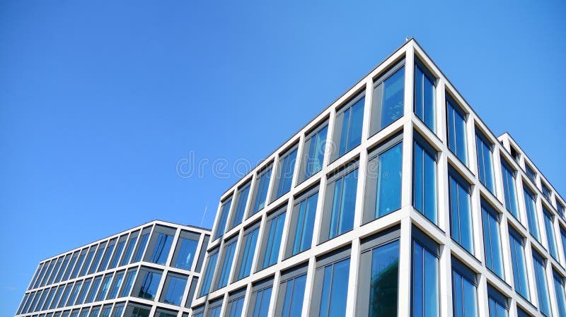 Modern Office Building Windows with Vertical Lines and Reflection ...