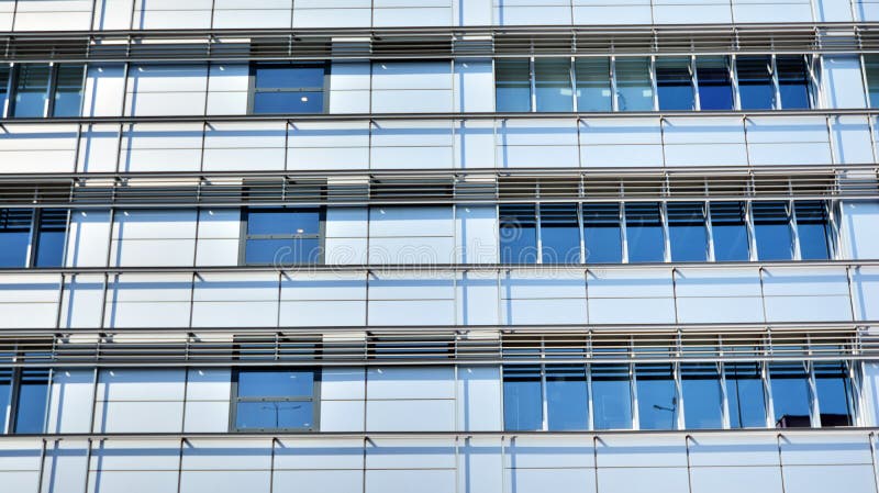 Modern Office Building Windows with Vertical Lines and Reflection ...
