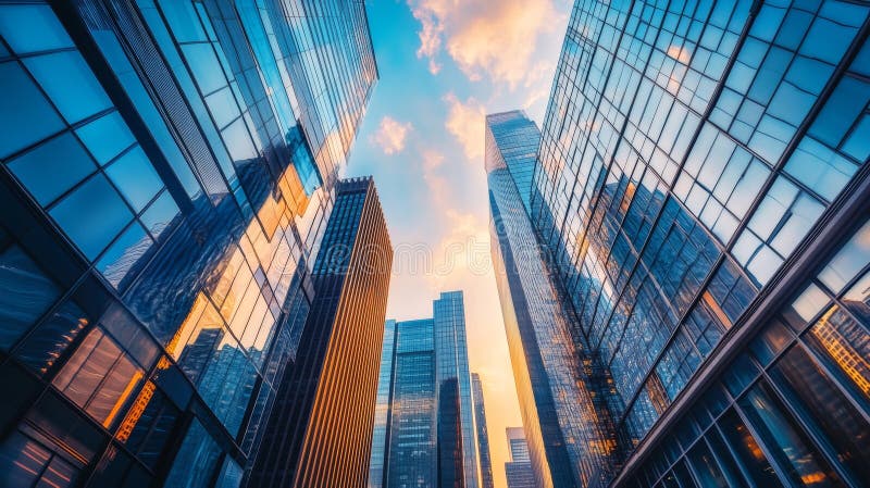 Modern Office Buildings in Financial District Create an Abstract Urban ...