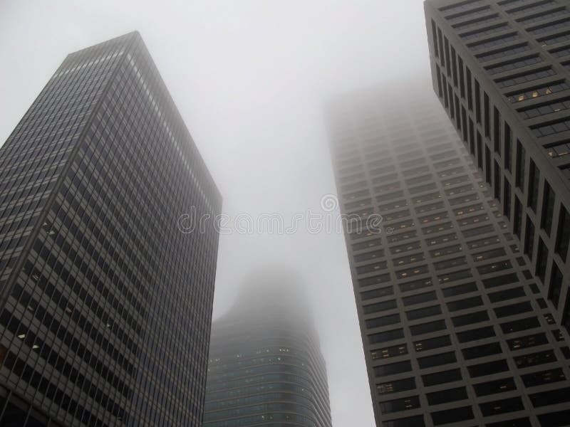 Modern Office Buildings in the Fog Stock Photo - Image of financial ...