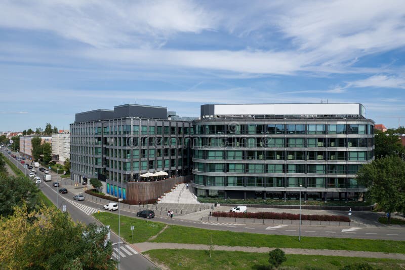 Modern Office Buildings with Glass Facades and Urban View Stock Photo ...