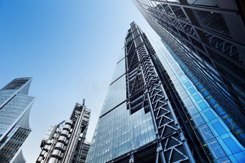 Modern Office Buildings from Low Angle View Stock Image - Image of city ...