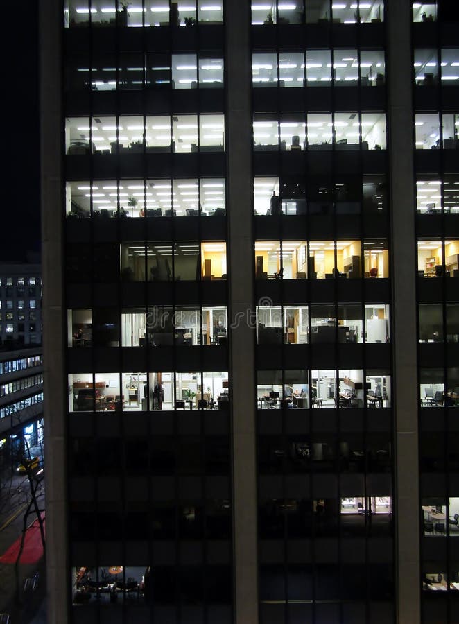 Modern Office Buildings at Night in Vancouver, Canada Stock Photo ...