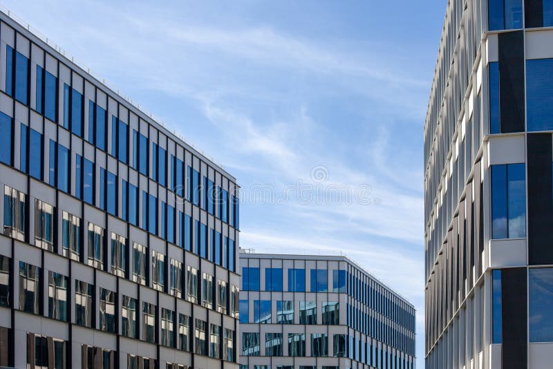 Modern Office Buildings with Reflective Windows Stock Photo - Image of ...