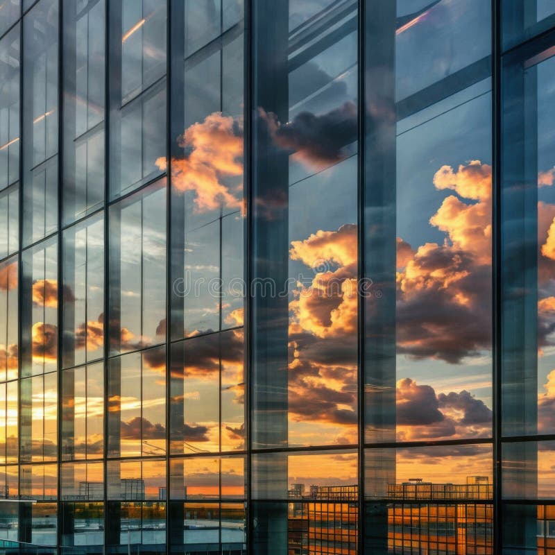 Modern Office Buildings at Sunset Stock Illustration - Illustration of ...