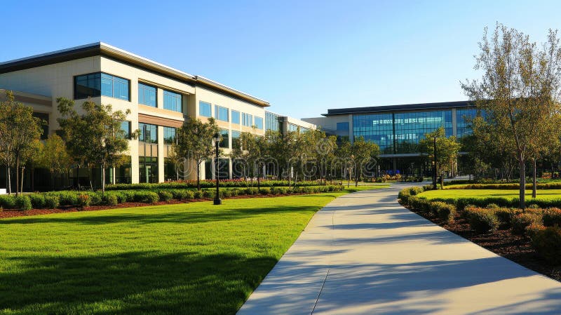 Modern Office Buildings Surrounded by Landscaped Green Space and a ...