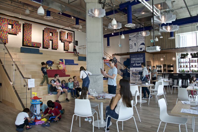 Modern Office Cafeteria with Play Area Editorial Stock Photo - Image of ...