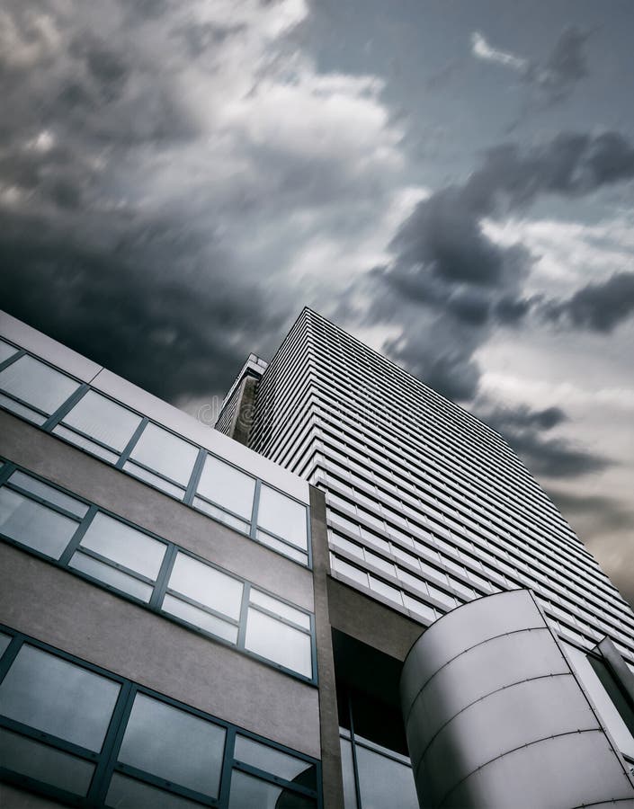 Modern Office Center Building with Apocalyptic Sky Stock Image - Image ...
