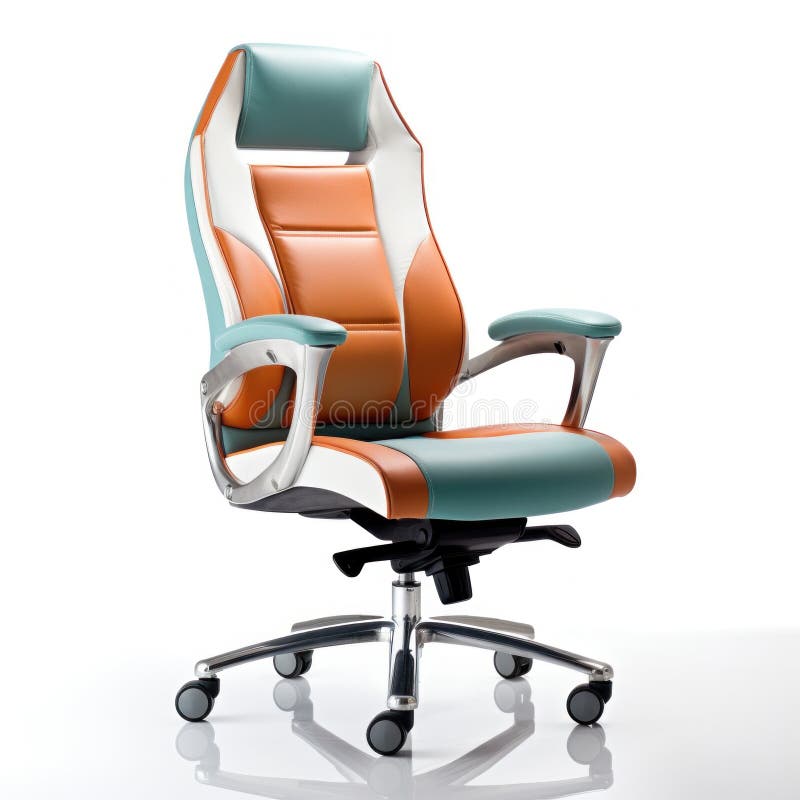 A Modern Office Chair with Orange and Blue Color, AI Stock Illustration ...
