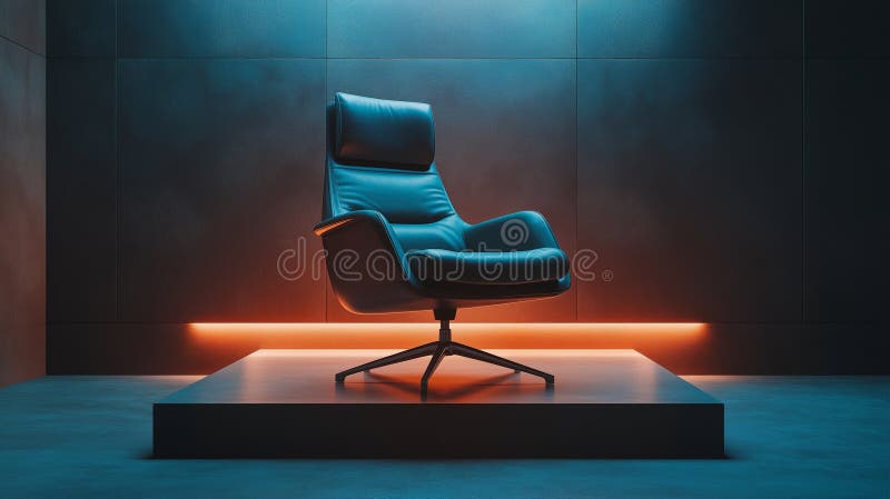 Modern Office Chair Placed on a Raised Platform with Dramatic Lighting ...