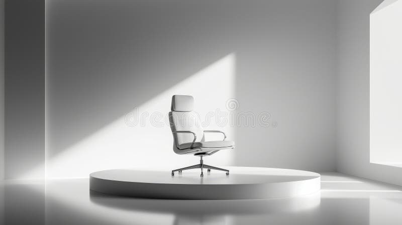 Modern Office Chair Placed on a Raised Platform with Dramatic Lighting ...