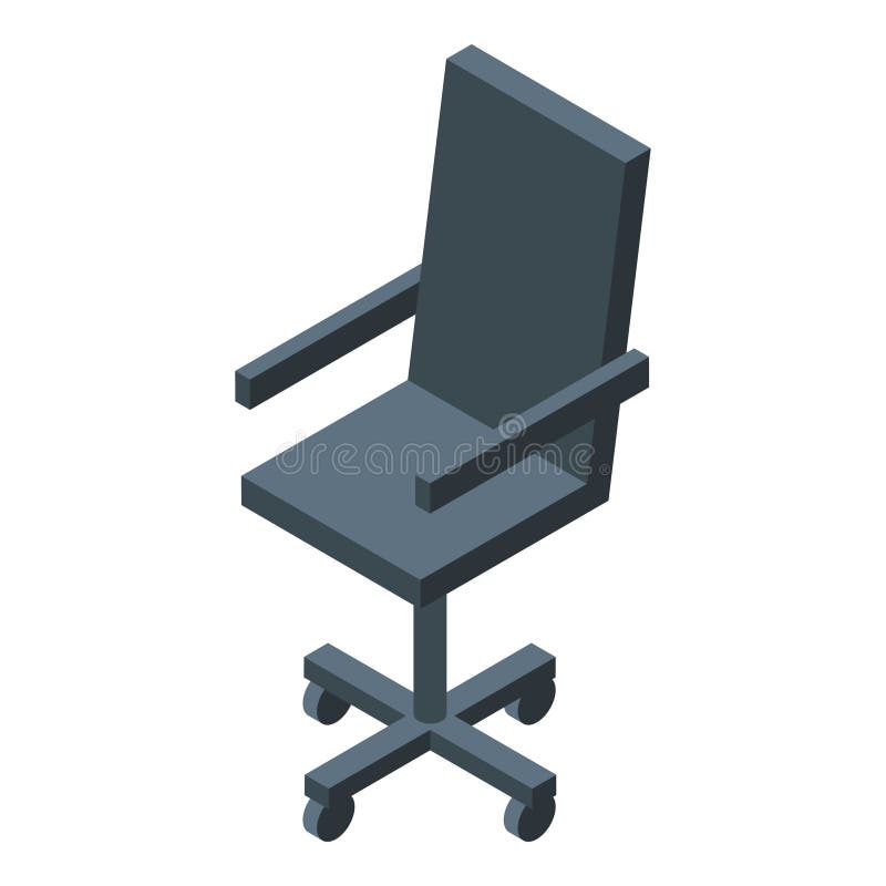 Modern Office Chair Standing on Wheels Isometric Icon Stock ...