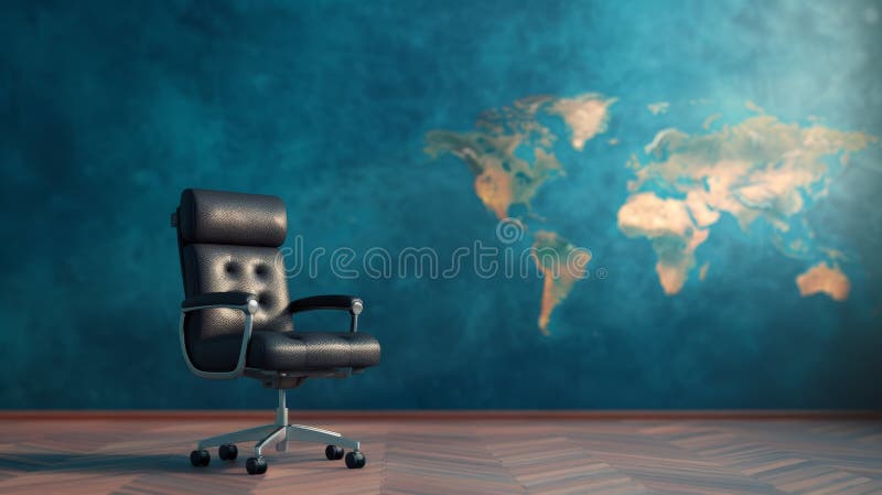 Modern Office Chair with World Map Stock Illustration - Illustration of ...