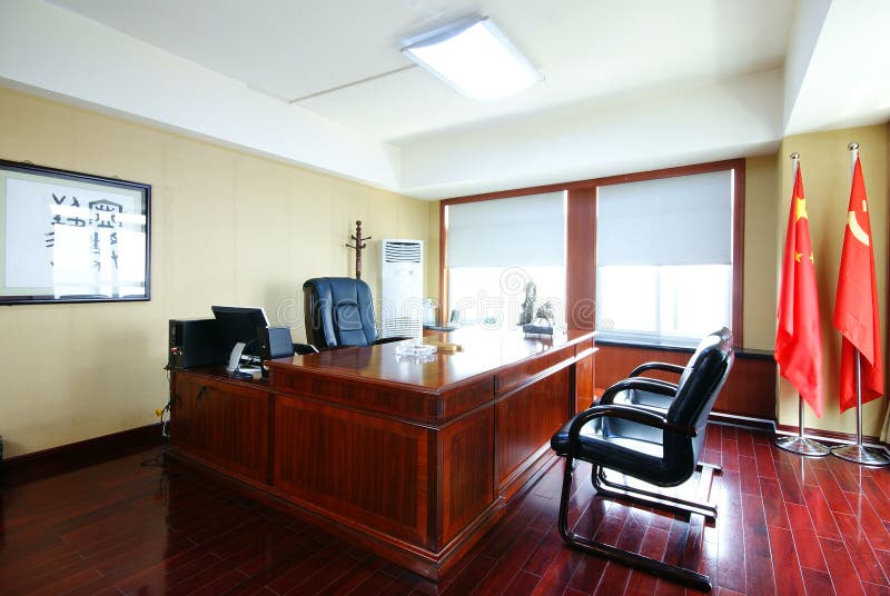 Modern Office with Chinese Flags Stock Photo - Image of director ...