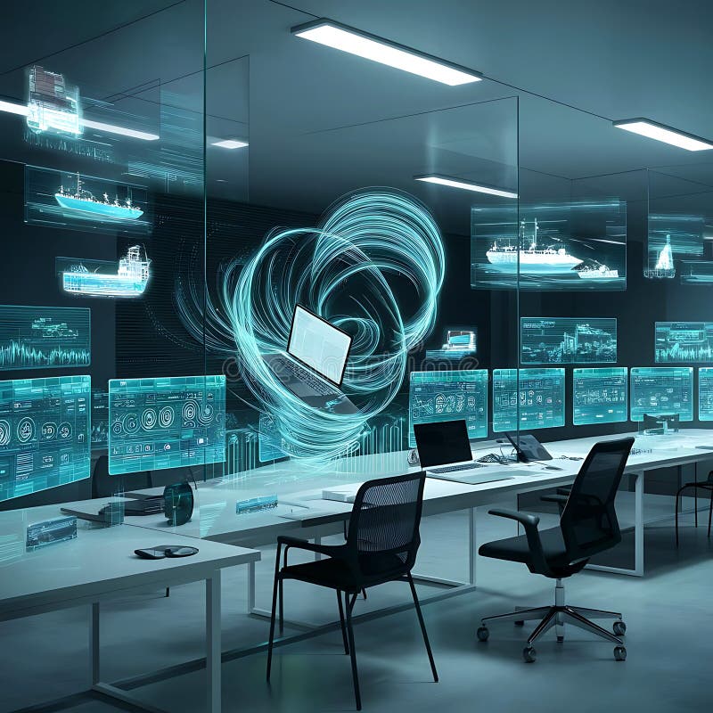 Modern Office and Cloud Computing Concept. Software As a Service. ERP ...