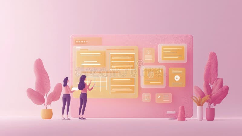 Modern Office Collaboration Women Using Interactive Digital Dashboard ...