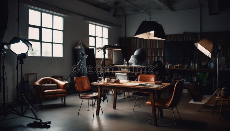 Modern Office with Comfortable Chair and Computer Generated by AI Stock ...
