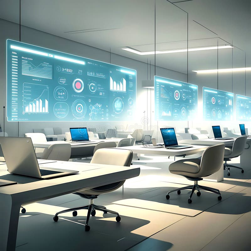 Modern Office and Communication Network Concept. Statistics of Business ...