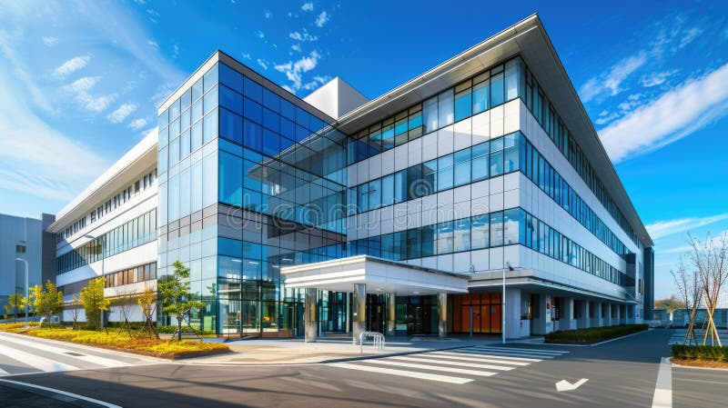 A Modern Office Complex with Many Windows and a Flat Roof Stock Photo ...