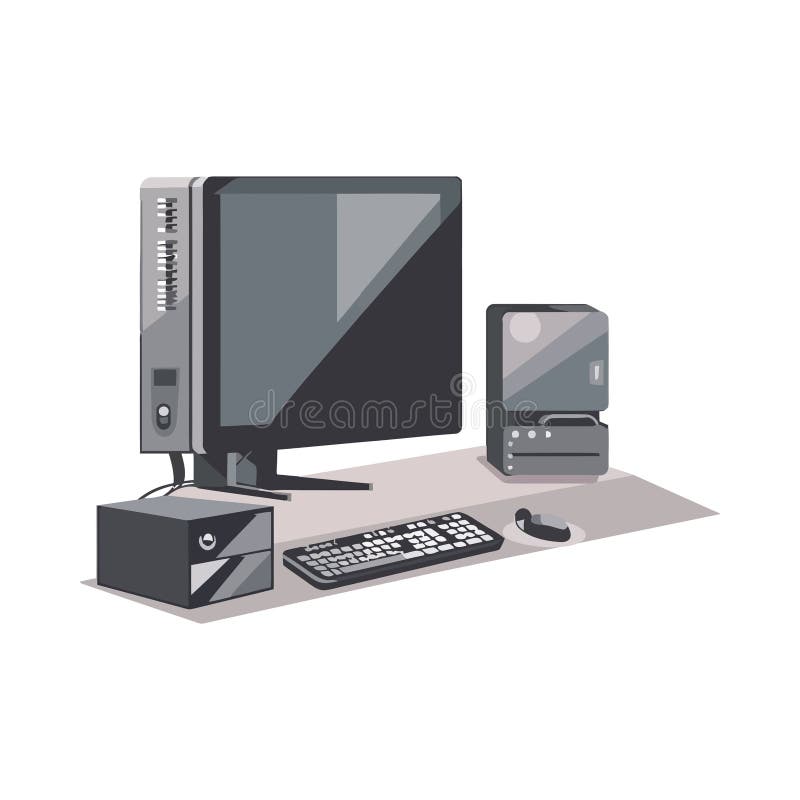 Modern Office Computer Equipment Stock Vector - Illustration of office ...