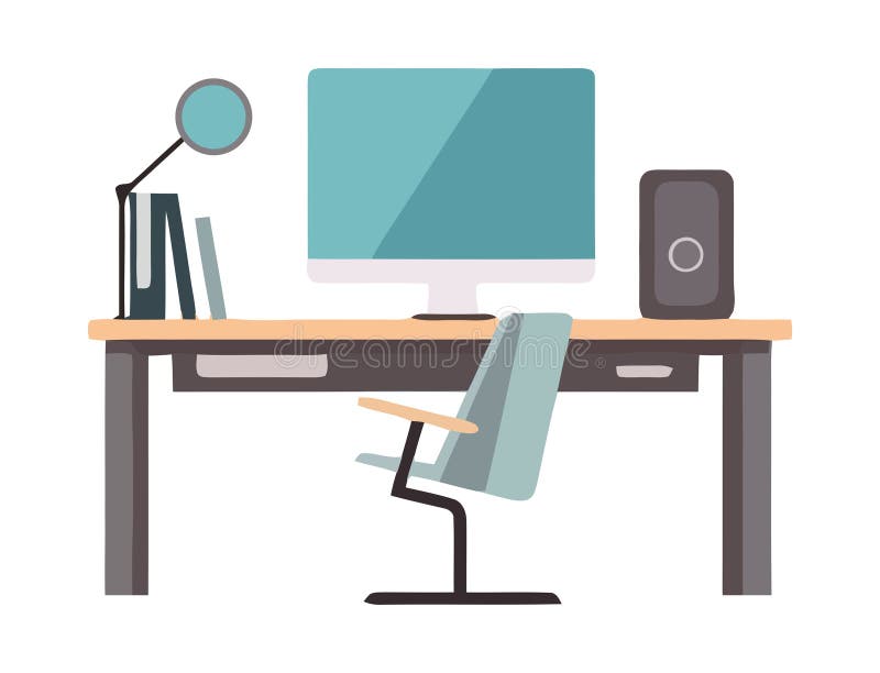 Modern Office with Computer Equipment Stock Vector - Illustration of ...