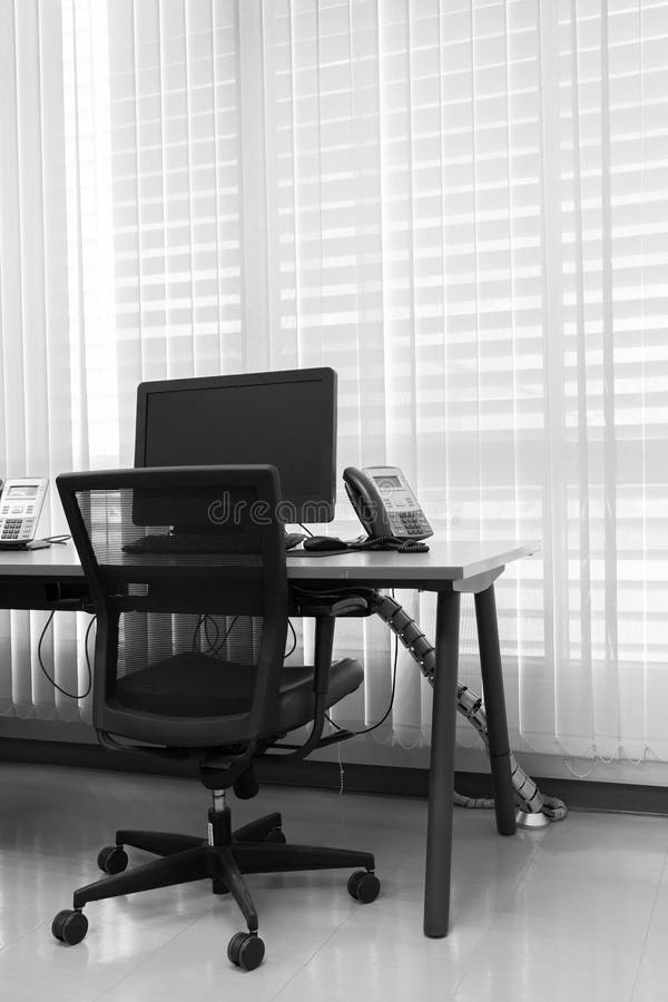 Modern Office with Computer Stock Image - Image of black, luxury: 46823793