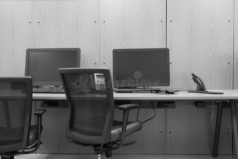 Modern Office with Computer Stock Photo - Image of furniture, clean ...