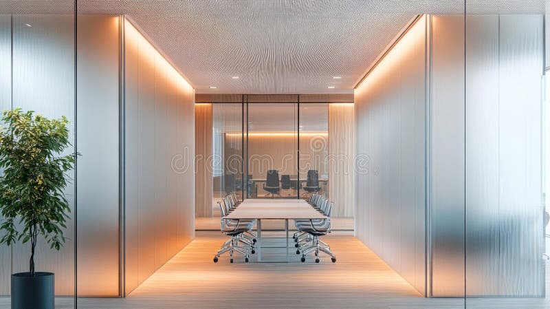 Modern Office Conference Room Design with Warm Lighting Stock ...