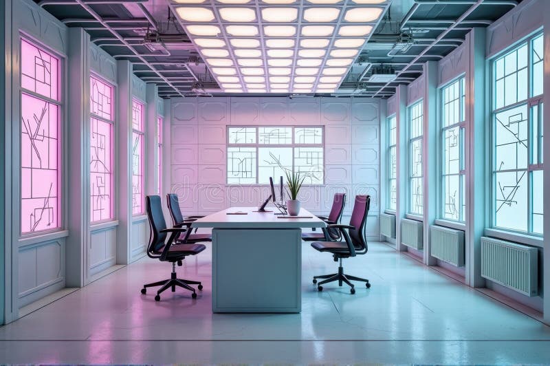 Modern Conference Room Design Pink Blue Lighting Stock Photos - Free ...