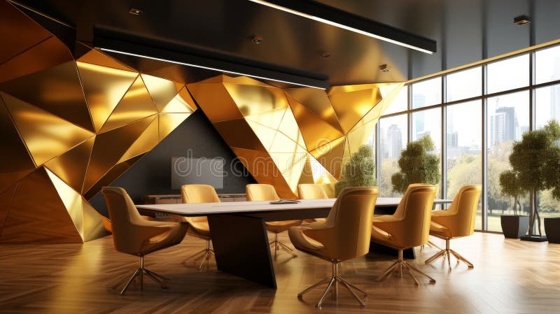 Modern Office Conference Room with Global Decor Stock Illustration ...