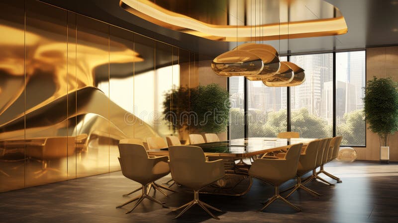 Modern Office Conference Room with Global Decor Stock Illustration ...