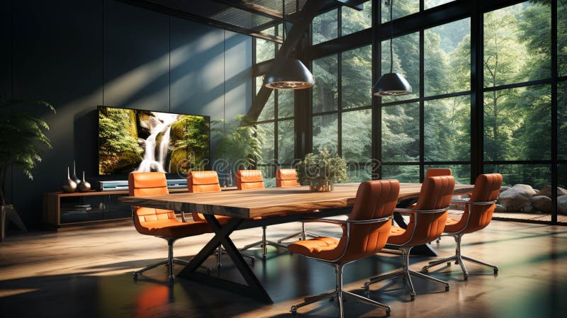 Modern Office Conference Room Interior Stock Image - Image of meeting ...