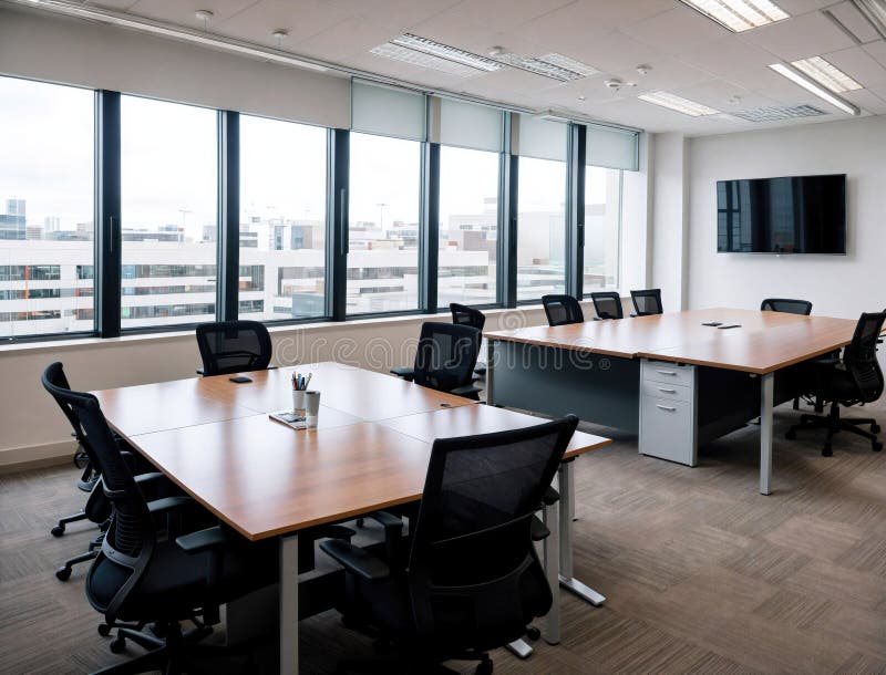 Modern Office Conference Room with Large Windows and Comfortable ...