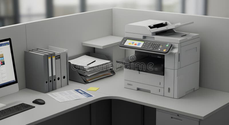 High-Tech Printer and Scanner Station with a High-tech Printer, Scanner ...