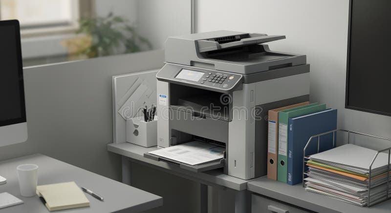 High-Tech Printer and Scanner Station with a High-tech Printer, Scanner ...
