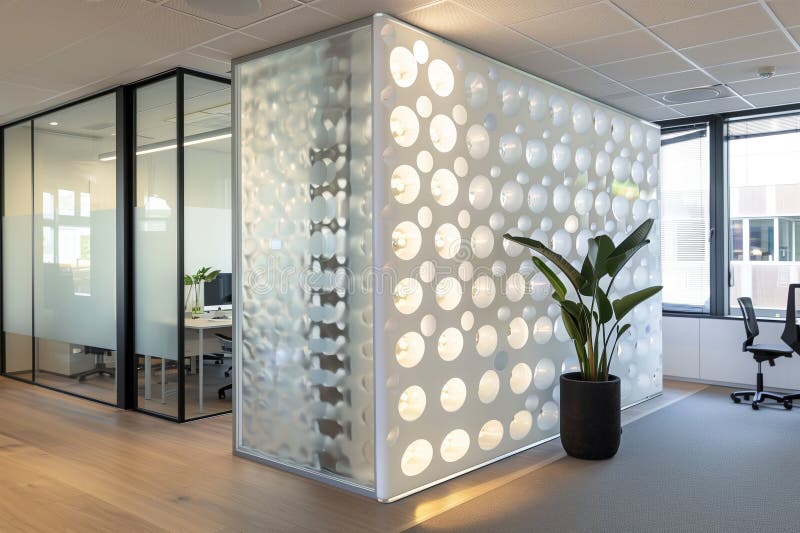 Modern Office Corner with a Minimalist Bubble Wall Stock Photo - Image ...