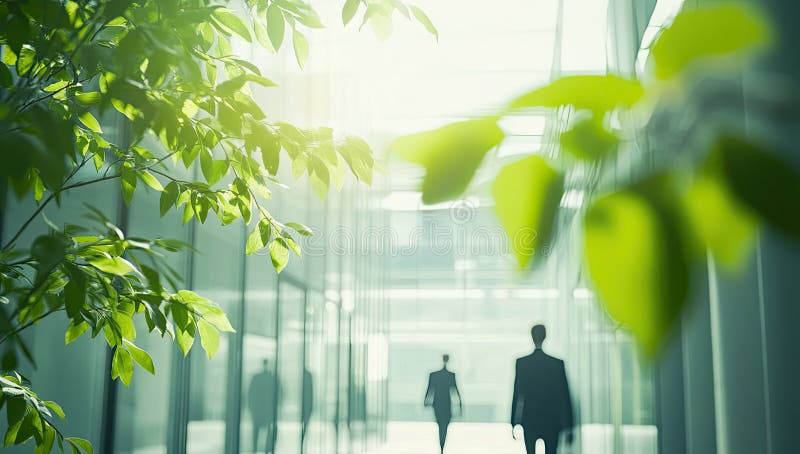 Green Office Corridor stock illustration. Illustration of workplace ...