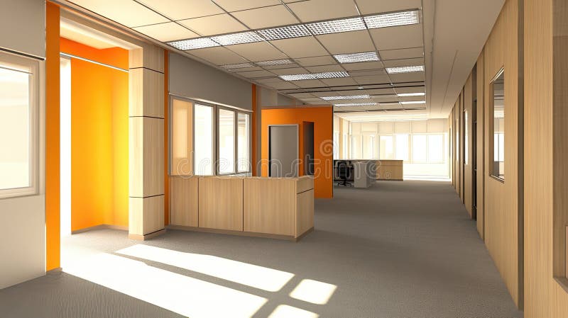 Modern Office Corridor Design Stock Image - Image of modern, office ...