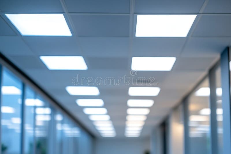 The Modern Office Corridor is Designed with Bright Lighting and Glass ...